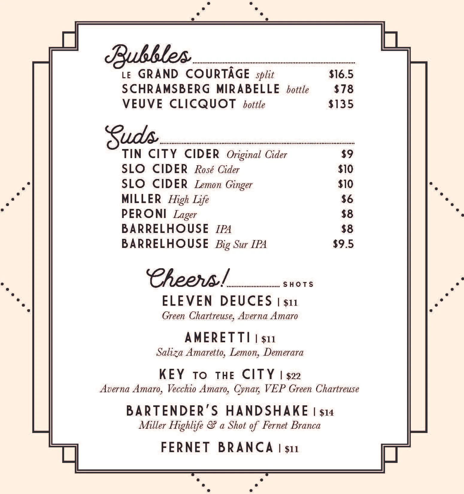 THE DRINKS — Eleven Twenty Two