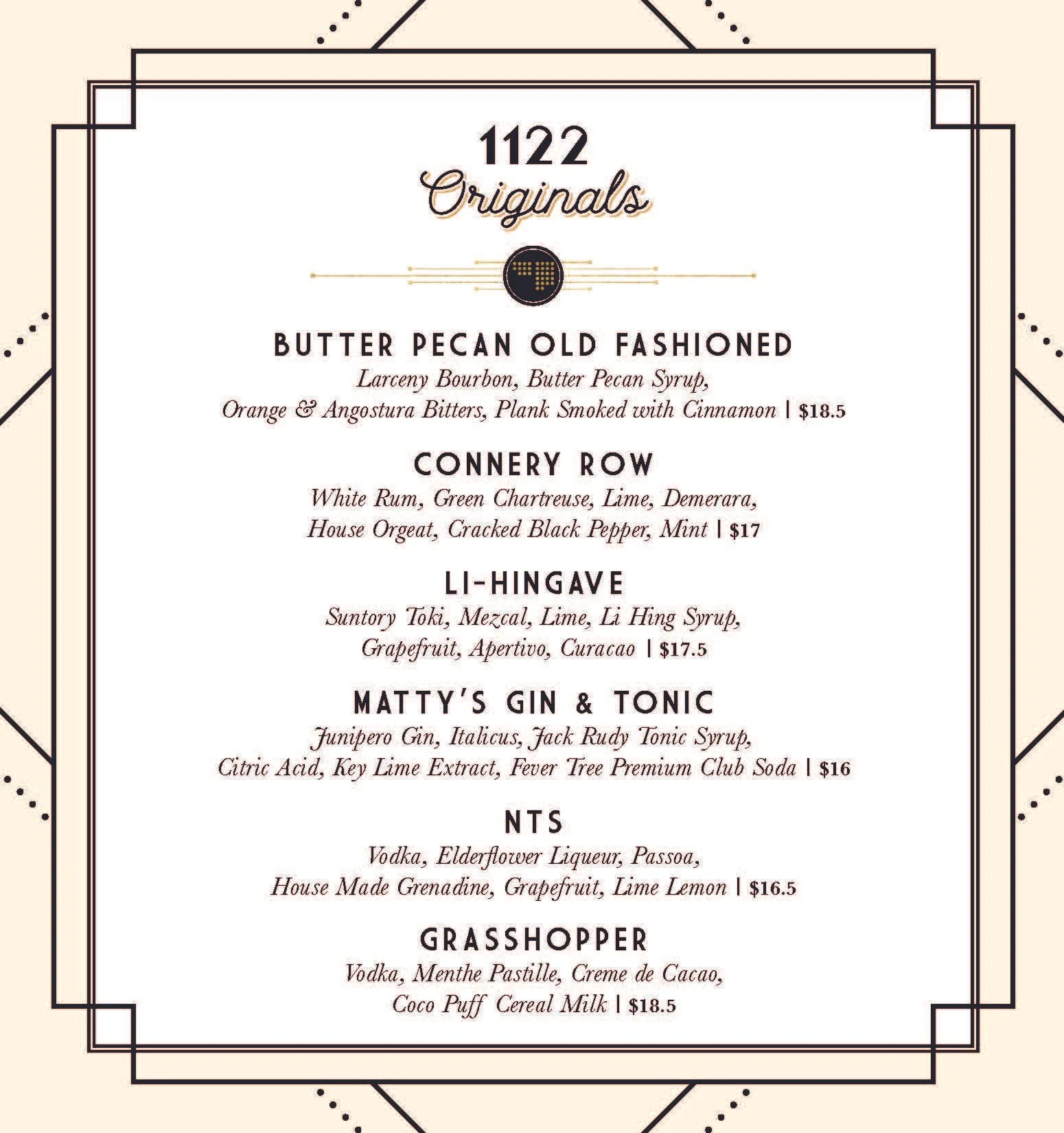 THE DRINKS — Eleven Twenty Two