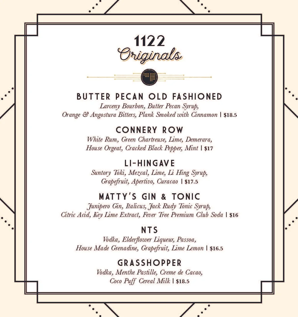 THE DRINKS — Eleven Twenty Two