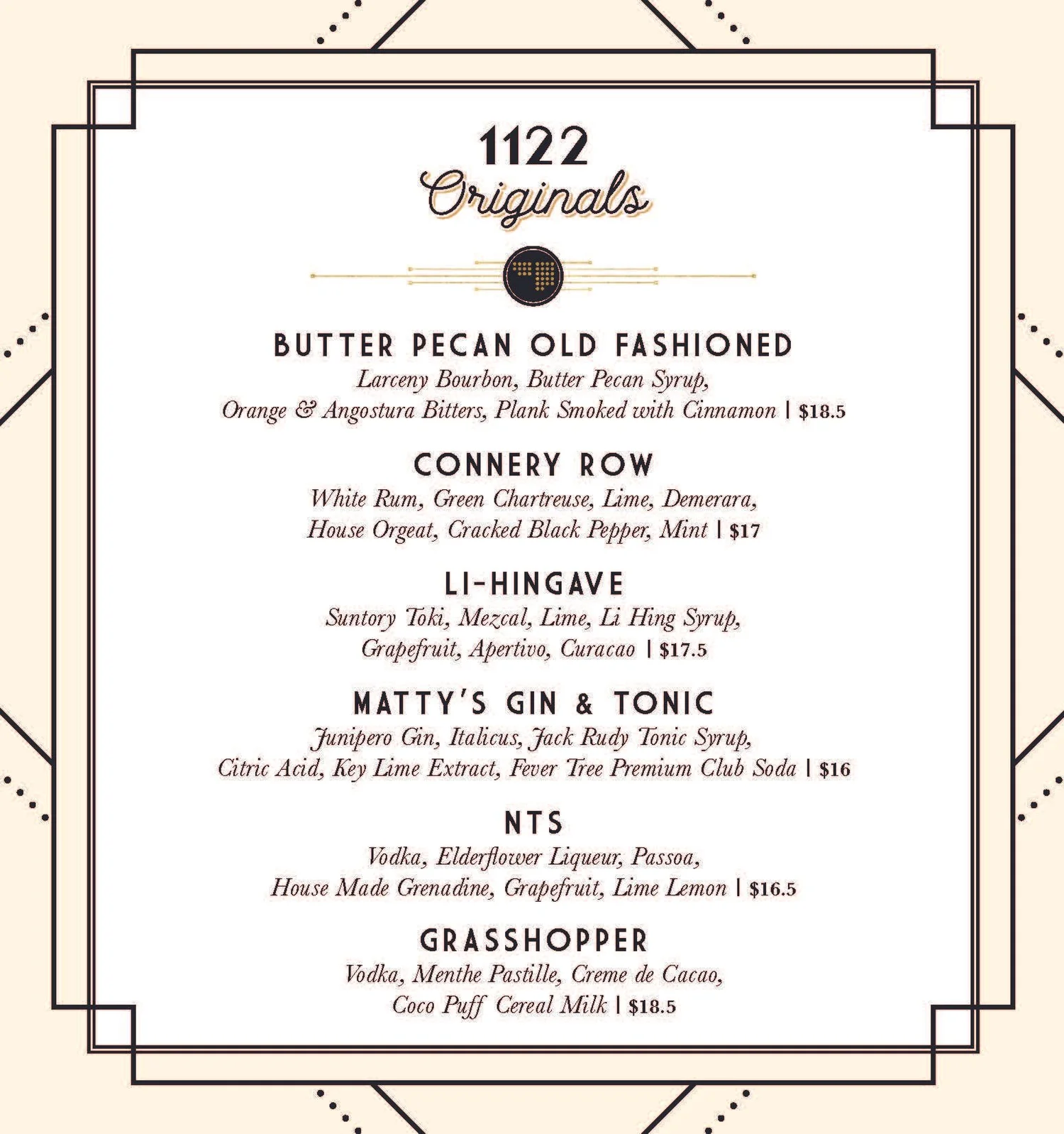 THE DRINKS — Eleven Twenty Two
