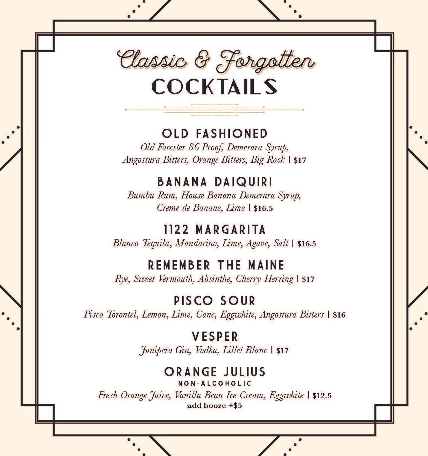 THE DRINKS — Eleven Twenty Two