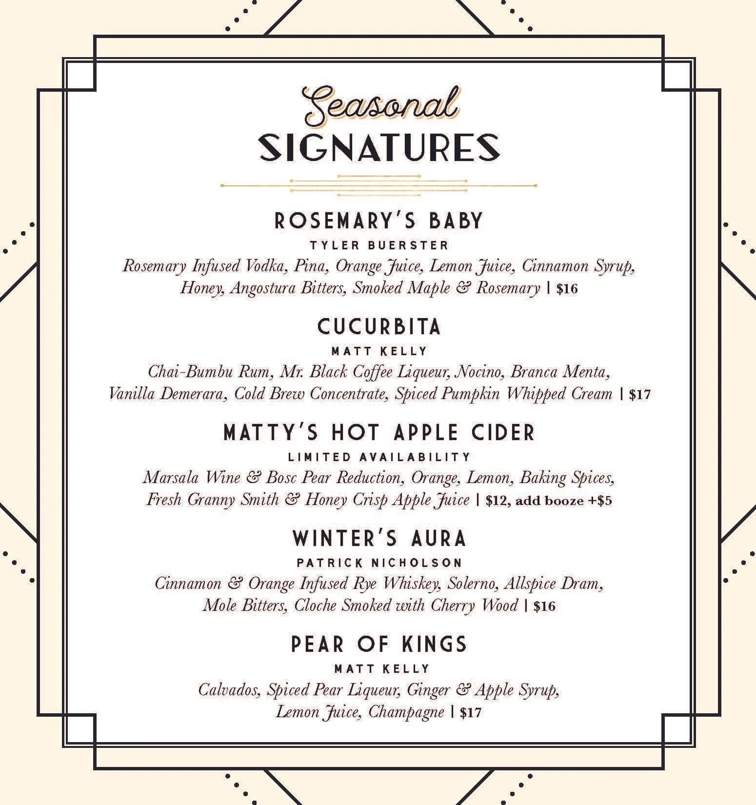 THE DRINKS — Eleven Twenty Two