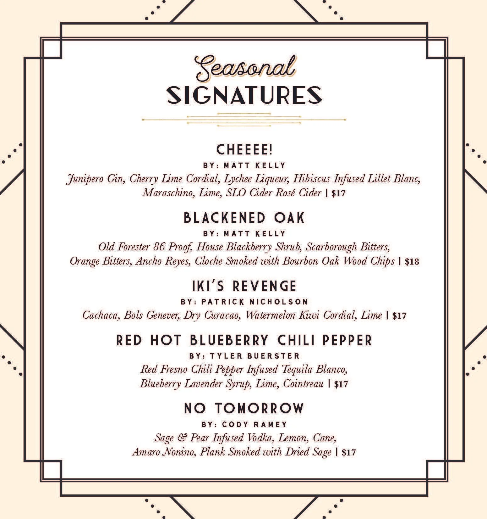 THE DRINKS — Eleven Twenty Two