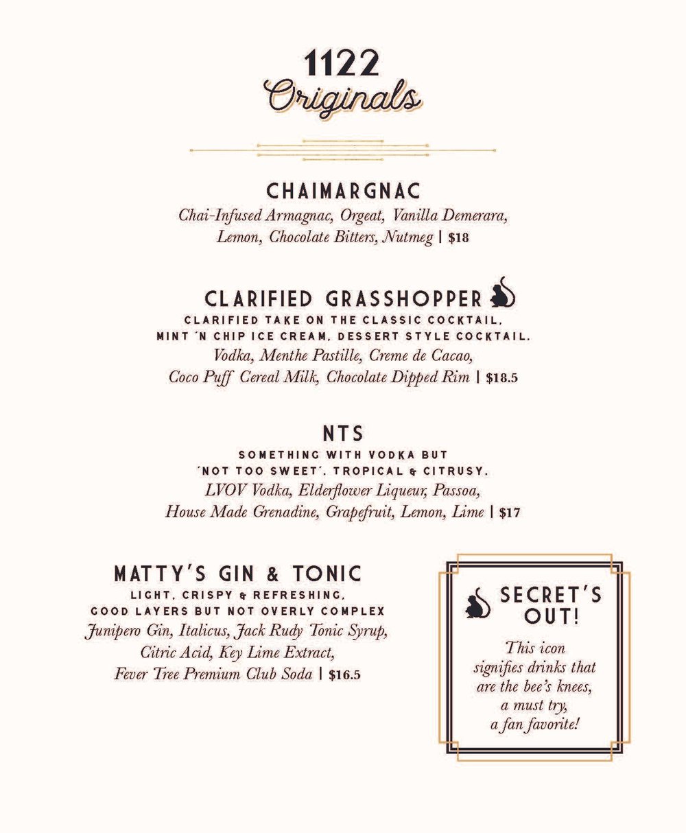 THE DRINKS — Eleven Twenty Two