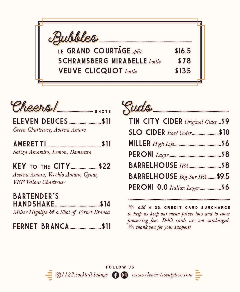 THE DRINKS — Eleven Twenty Two