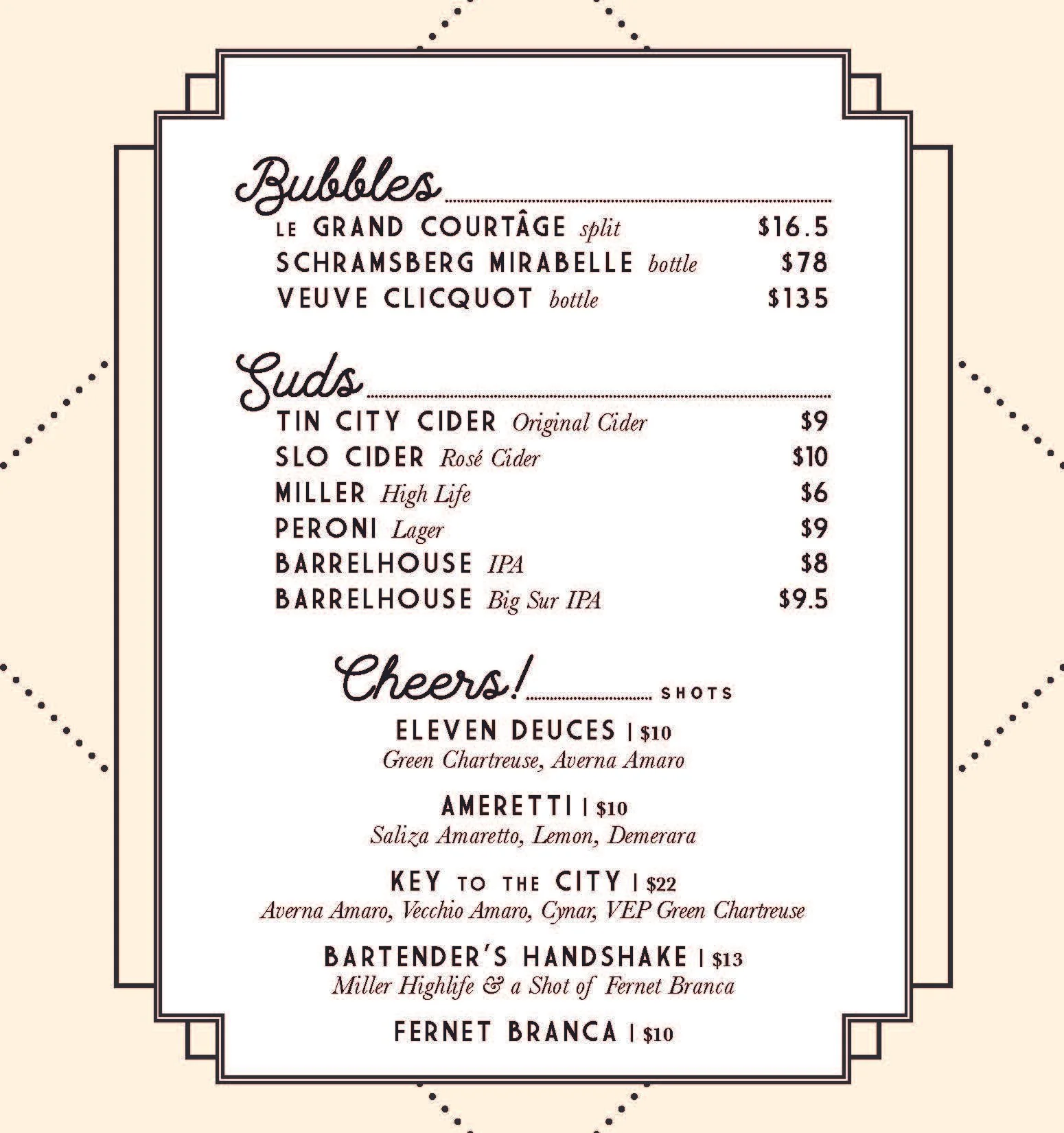 THE DRINKS — Eleven Twenty Two