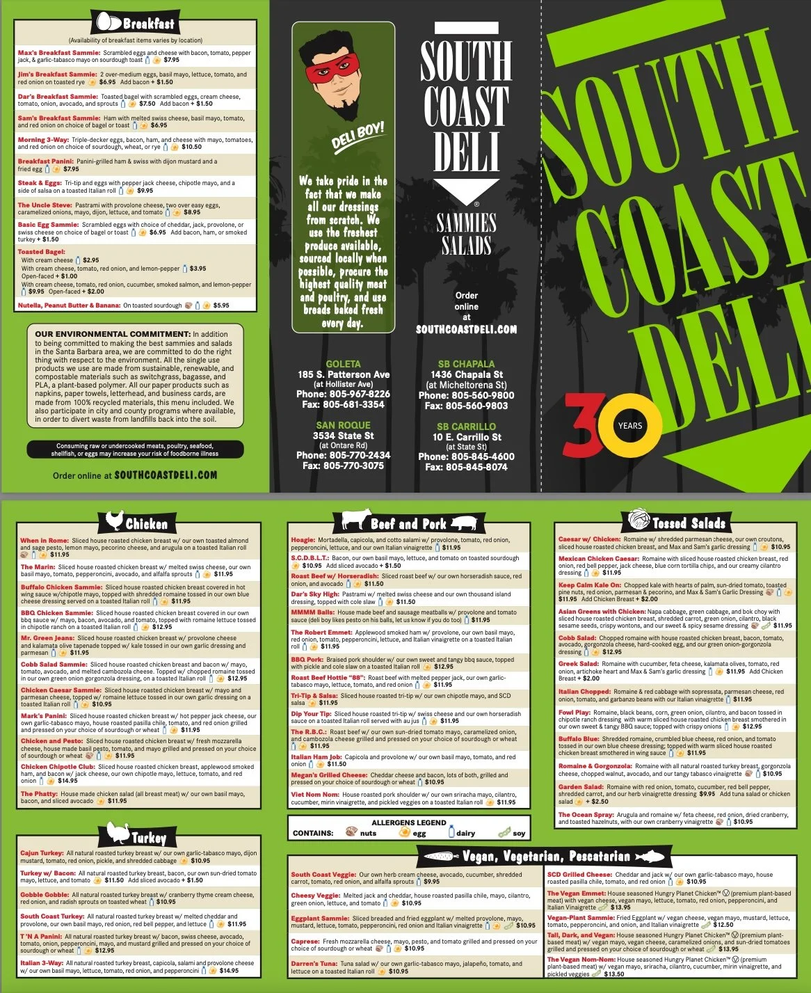 PDF Menu | South Coast Deli | Sandwiches | Salads