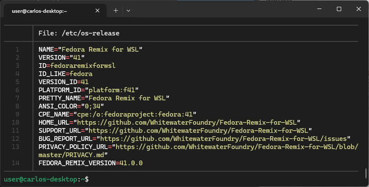 Fedora Remix for WSL 41 Released — Whitewater Foundry