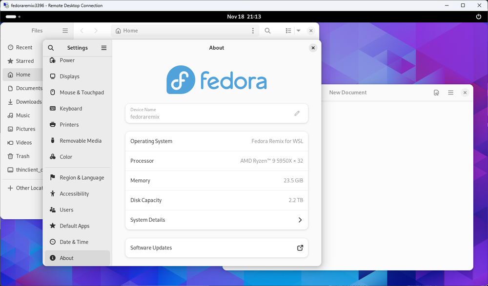Fedora Remix for WSL 39 Released — Whitewater Foundry