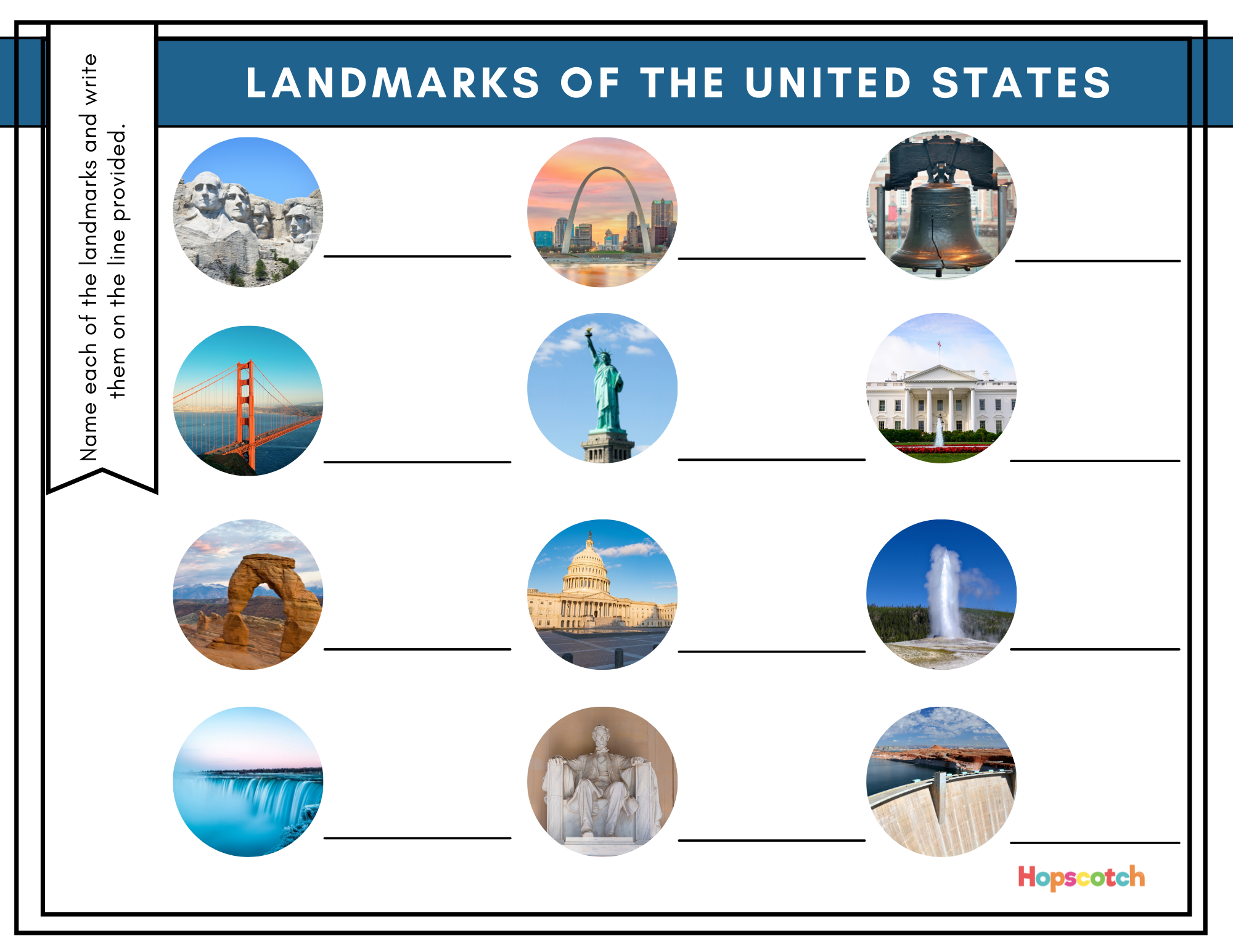 50 States & Capitals Worksheets — Hopscotch