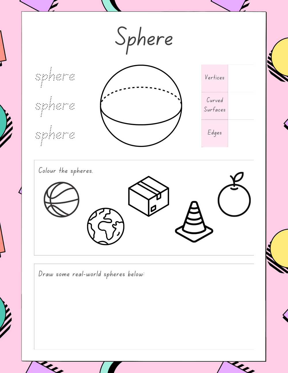 Geometry 3d Shapes Worksheets 3D Geometric Shapes | Worksheet
