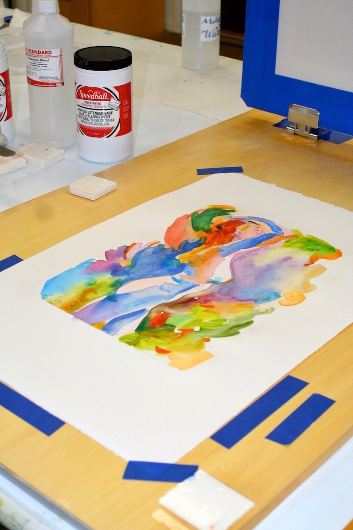 Screenprinted watercolor monoprints — Mary Ellen Riell studio