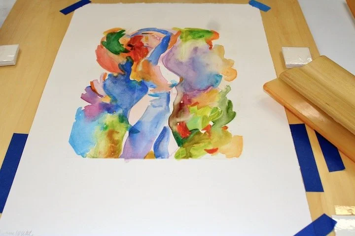 Screenprinted watercolor monoprints — Mary Ellen Riell studio