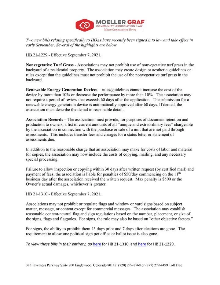Legislative Updates — Moeller Graf