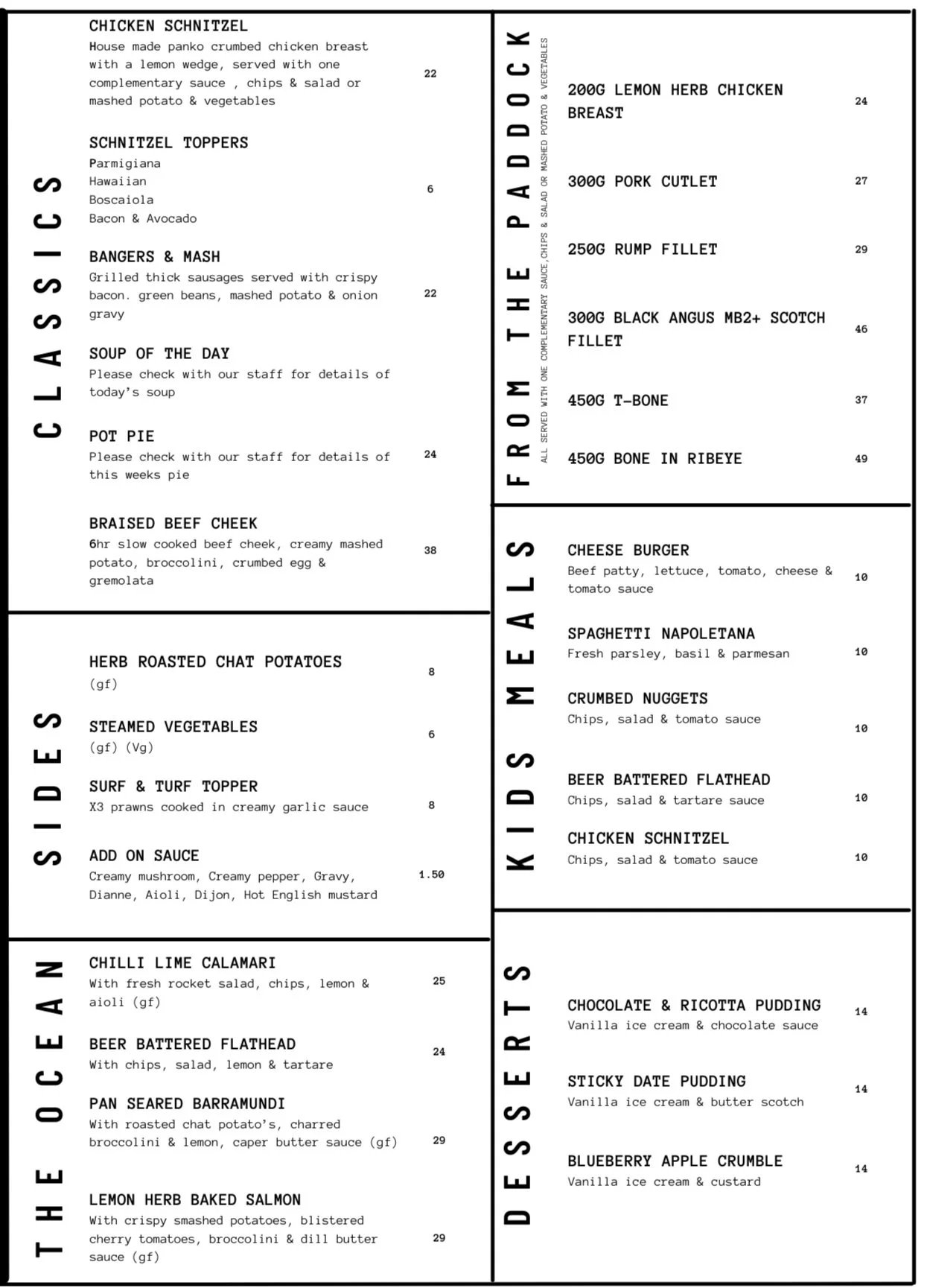 Menu — The Bowral Hotel