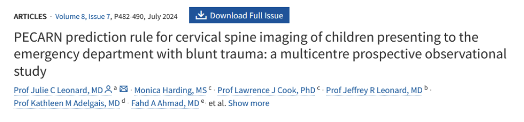 The RAMER Reviews: PECARN prediction rule for cervical spine imaging of ...