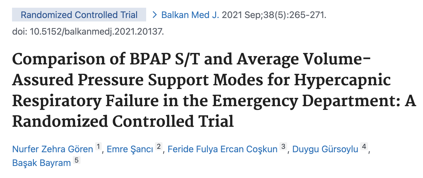 AVAPS vs BPAP S/T in Hypercapnic Respiratory Failure: What This RCT ...