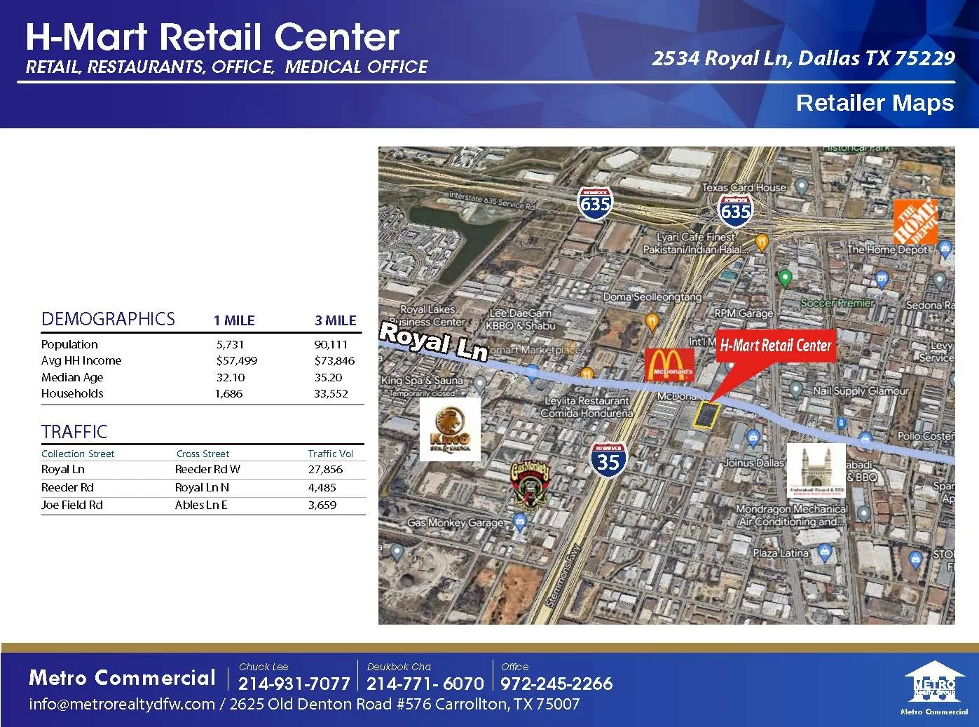 H-Mart Retail Center / 2534 Royal Ln, Dallas, TX — Metro Realty Group