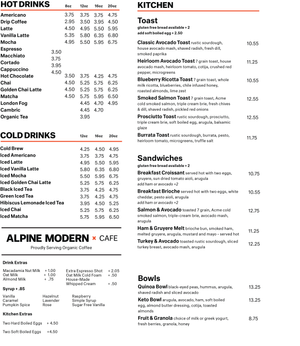 Menu — Alpine Modern Cafe