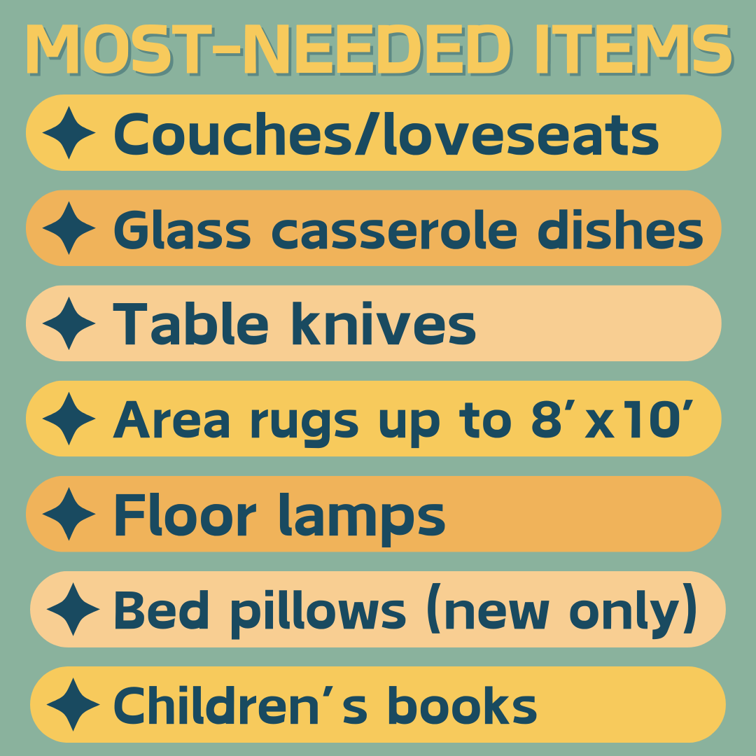 Most needed items — Houses into Homes, Iowa City, IA
