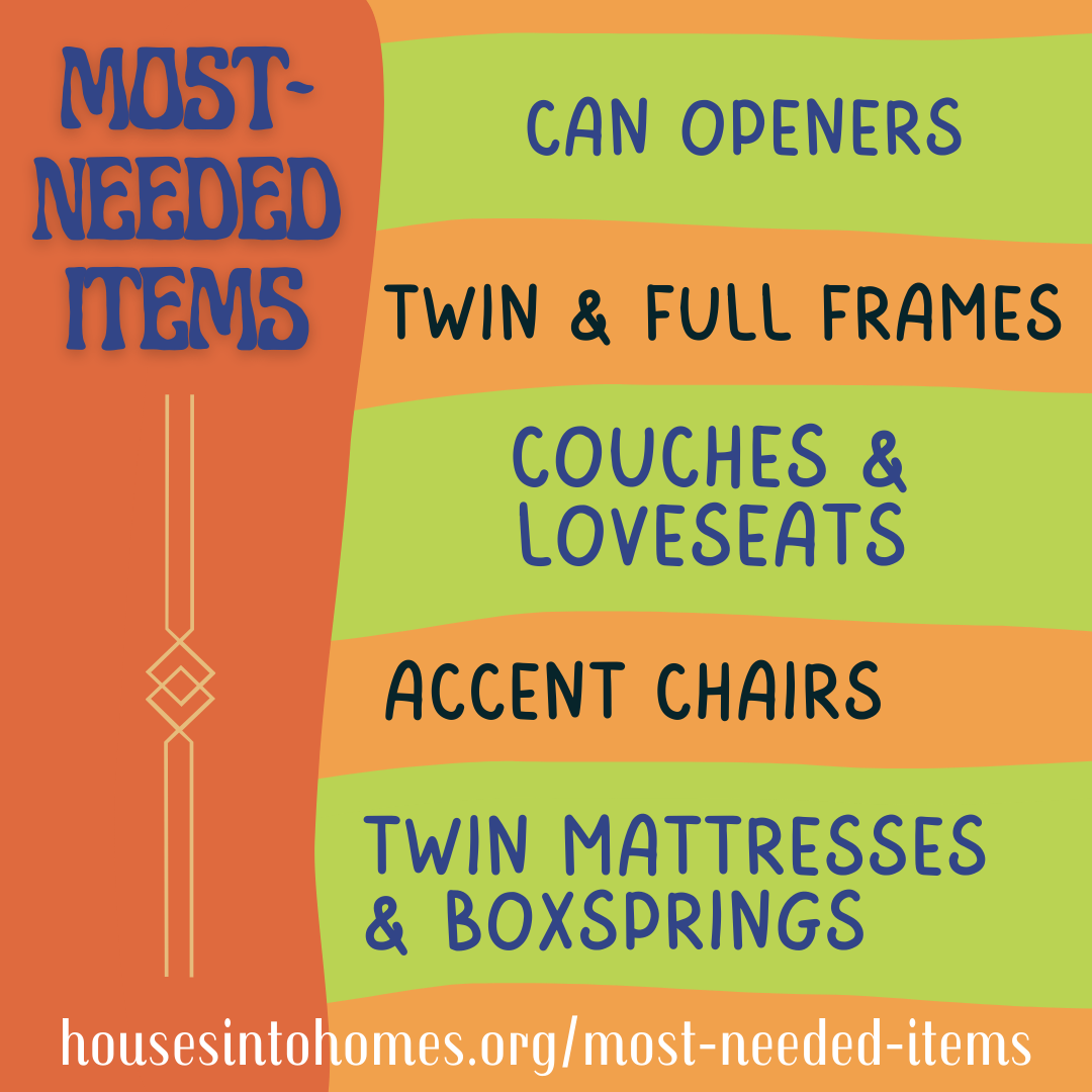 Most needed items — Houses into Homes, Iowa City, IA