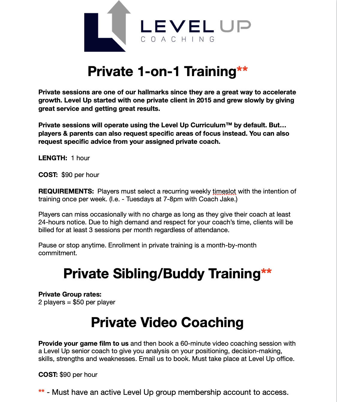 Private Soccer Training | Indoor Soccer | Level Up Soccer Coaching ...