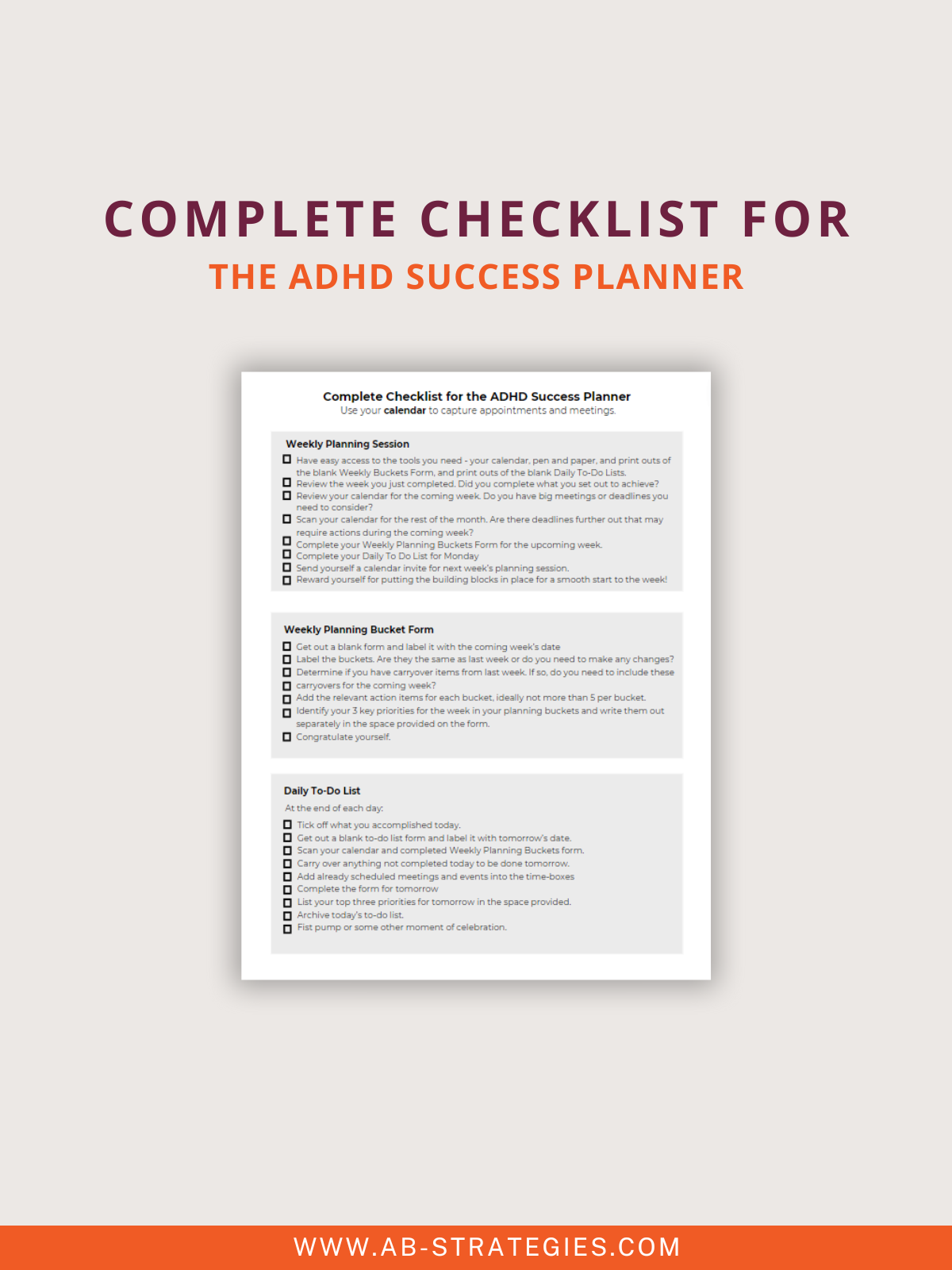ADHD Success Planner — AB strategies