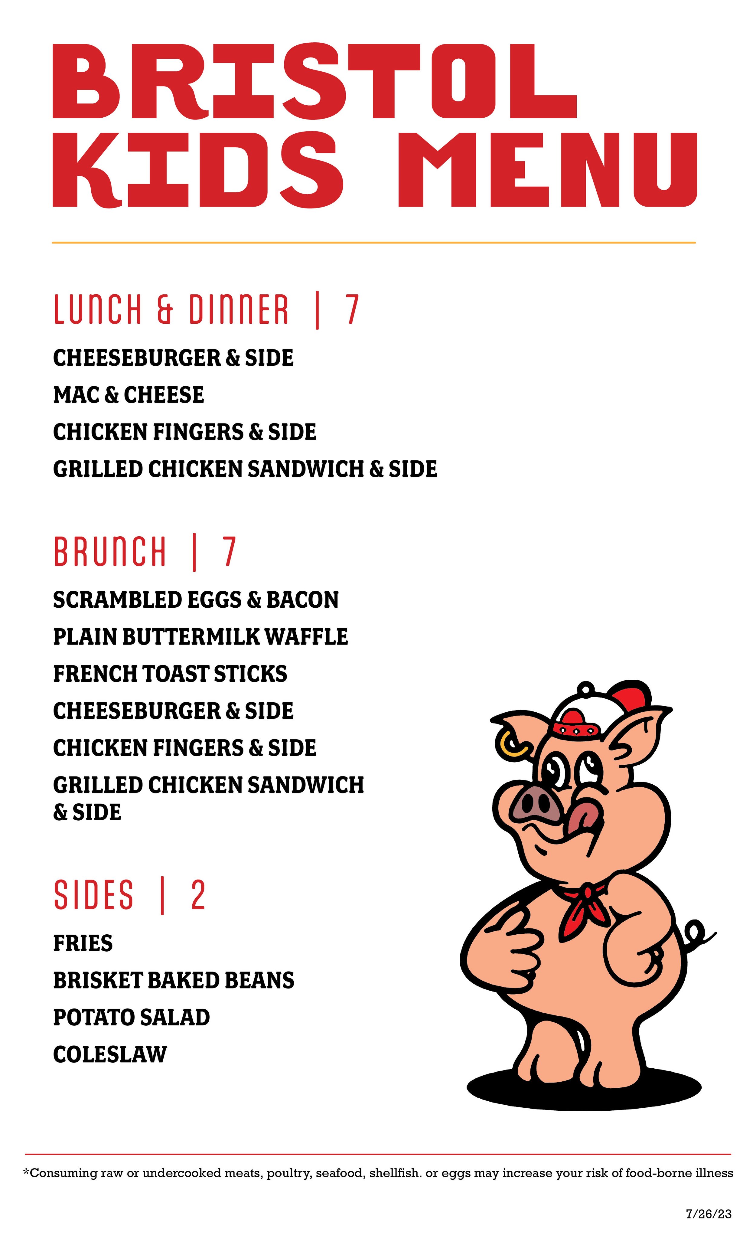 Kids Menu — Bristol Republic