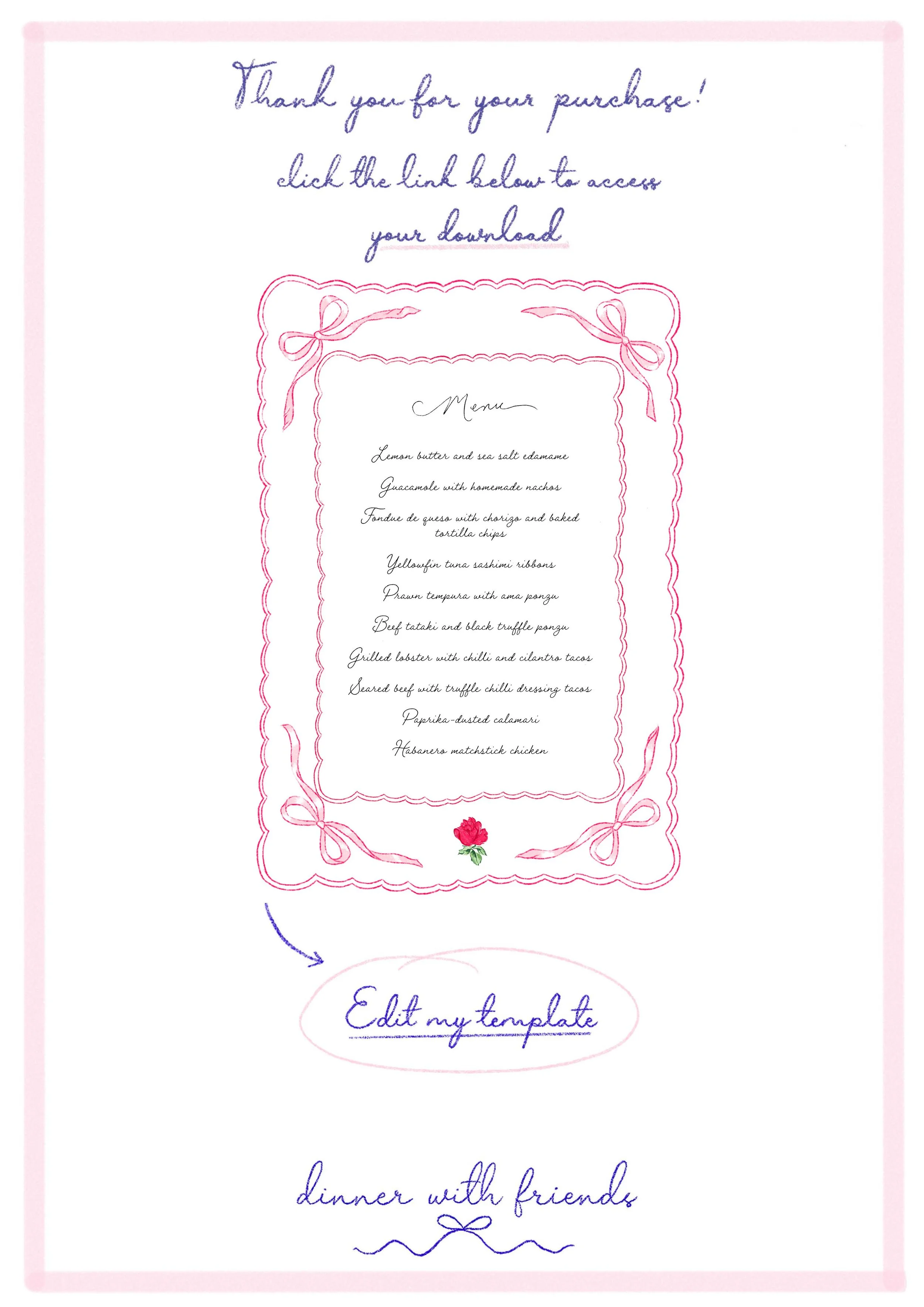 Ribbon Menu Template — Dinner With Friends