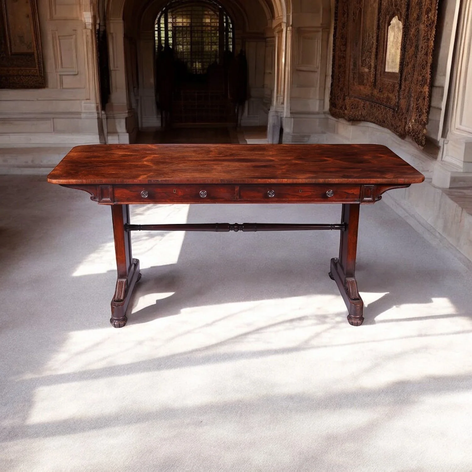 William IV End Support Rosewood Library Table | Reepham Antiques