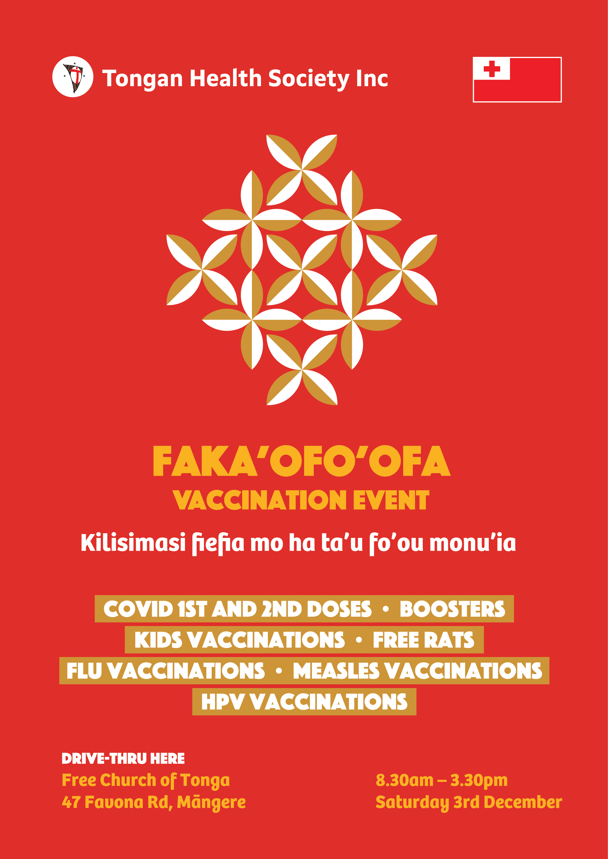 Upcoming Faka'ofo'ofa Vaccination Event — Tongan Health Society