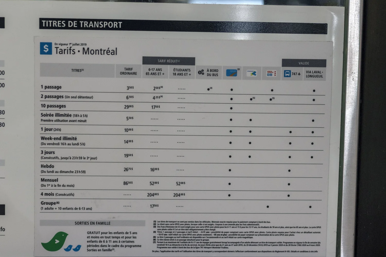 Montréal Public Transportation Tickets & Fares — Tunnel Time