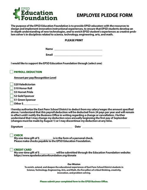 Employee Pledge Form — EPSD Education Foundation