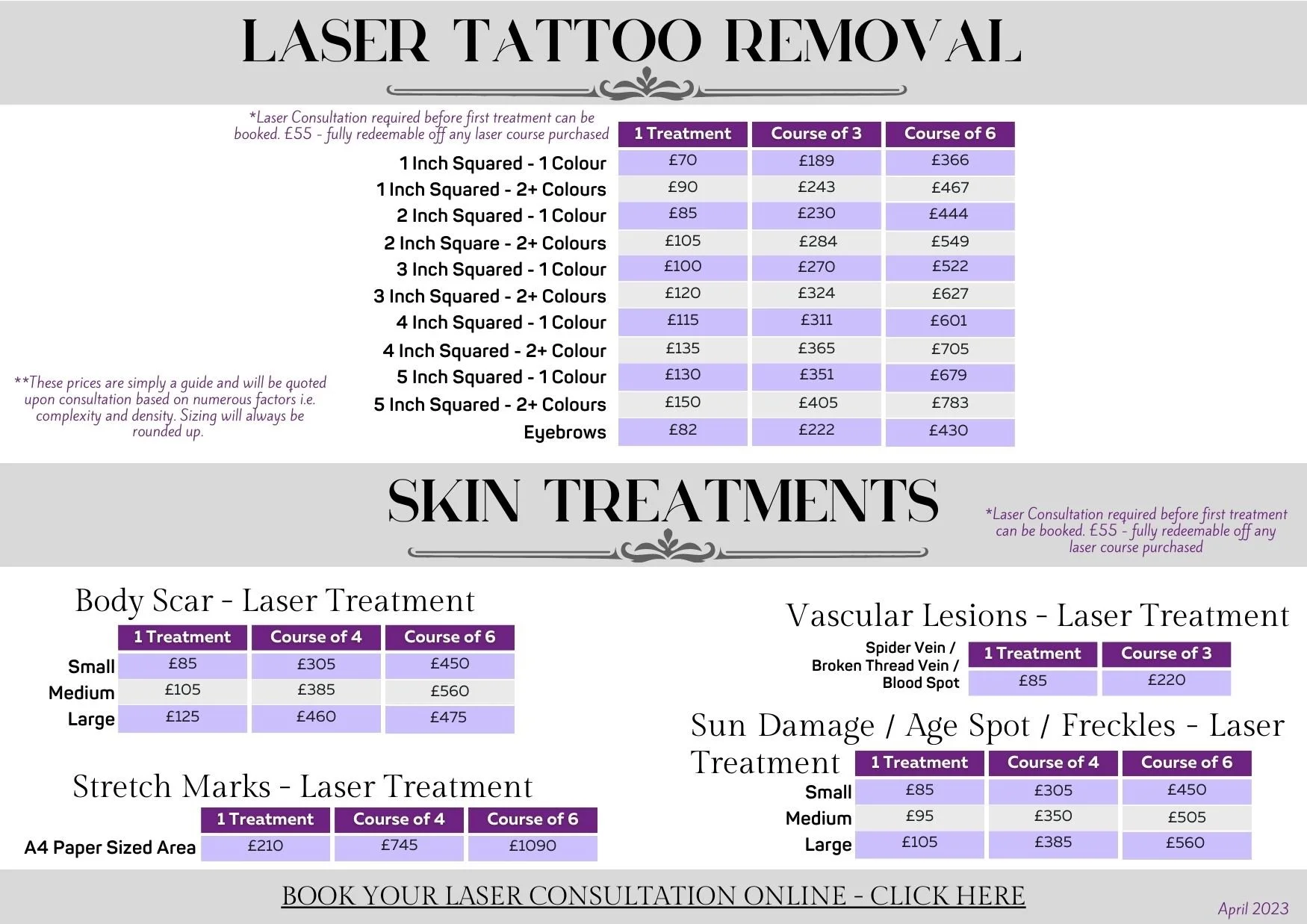 Laser Treatment Prices — Pure Emporium Beauty Clinic & Hair Salon ...
