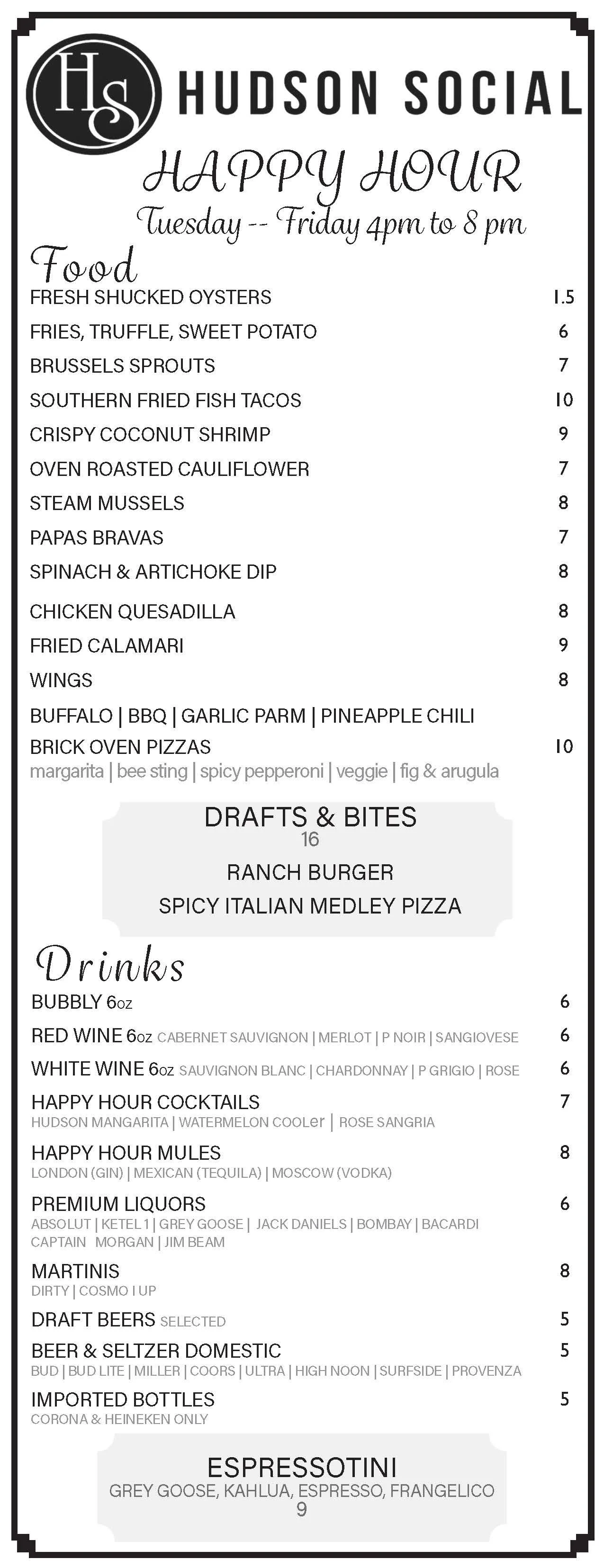 Happy Hour — Hudson Social