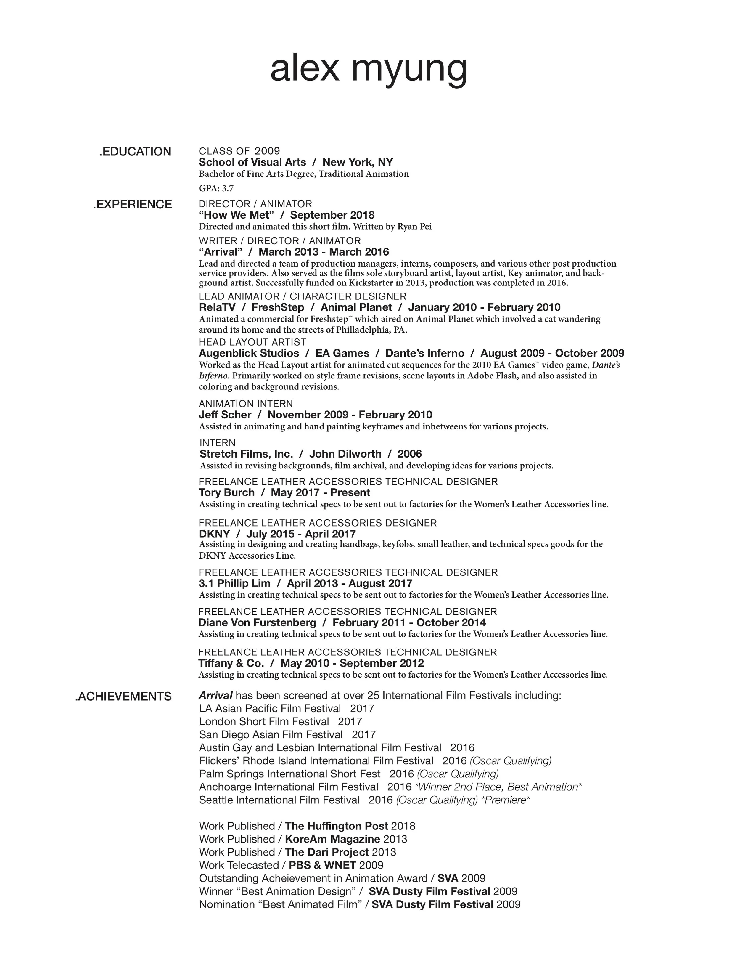 Resume — Alex Myung