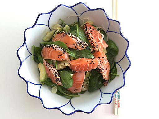 Salmon Sashimi Salad with Ginger Sesame Dressing - Pippa Campbell Health