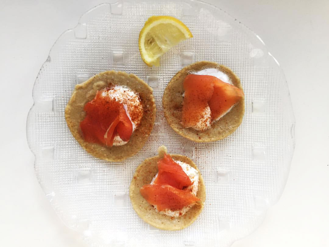 Smoked Salmon Blinis with Coconut 'creme fraiche' - Pippa Campbell Health