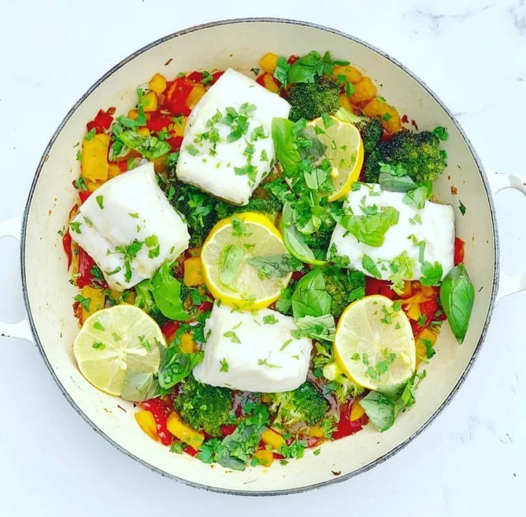 Herby Roasted Cod With Vegetables - Pippa Campbell Health