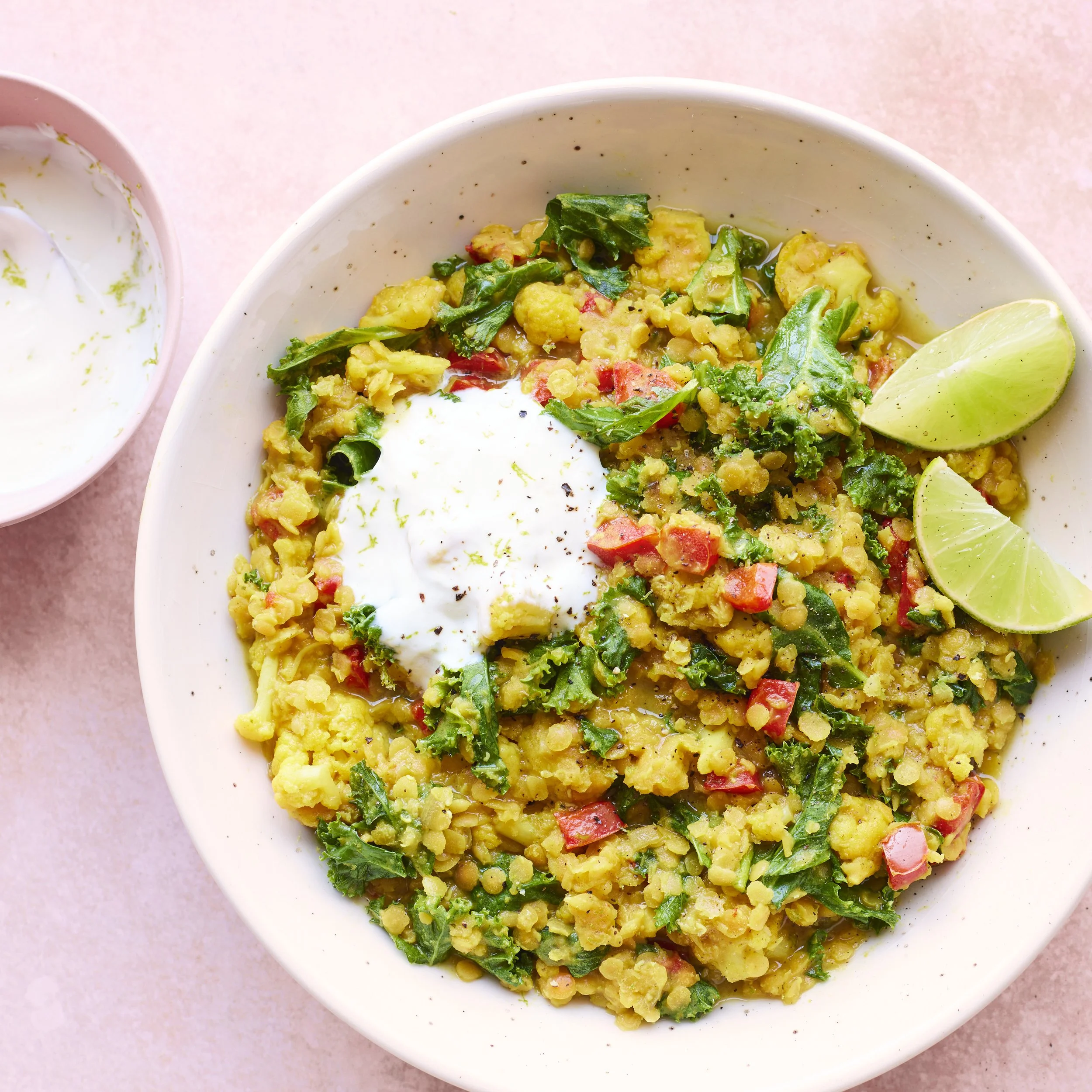 Cauliflower, Kale and Red Pepper Dhal with Lime Yoghurt - Pippa ...