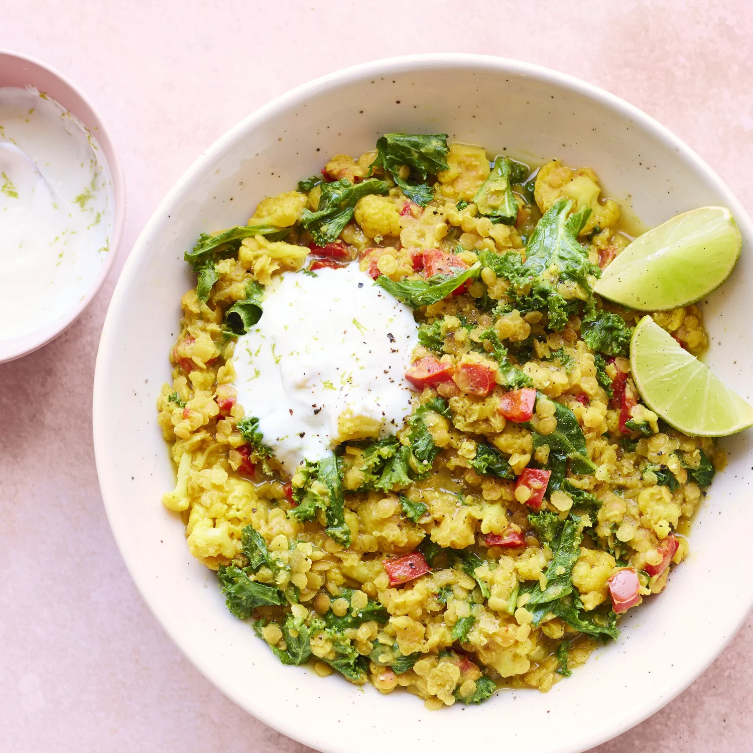 Cauliflower, Kale and Red Pepper Dhal with Lime Yoghurt - Pippa ...