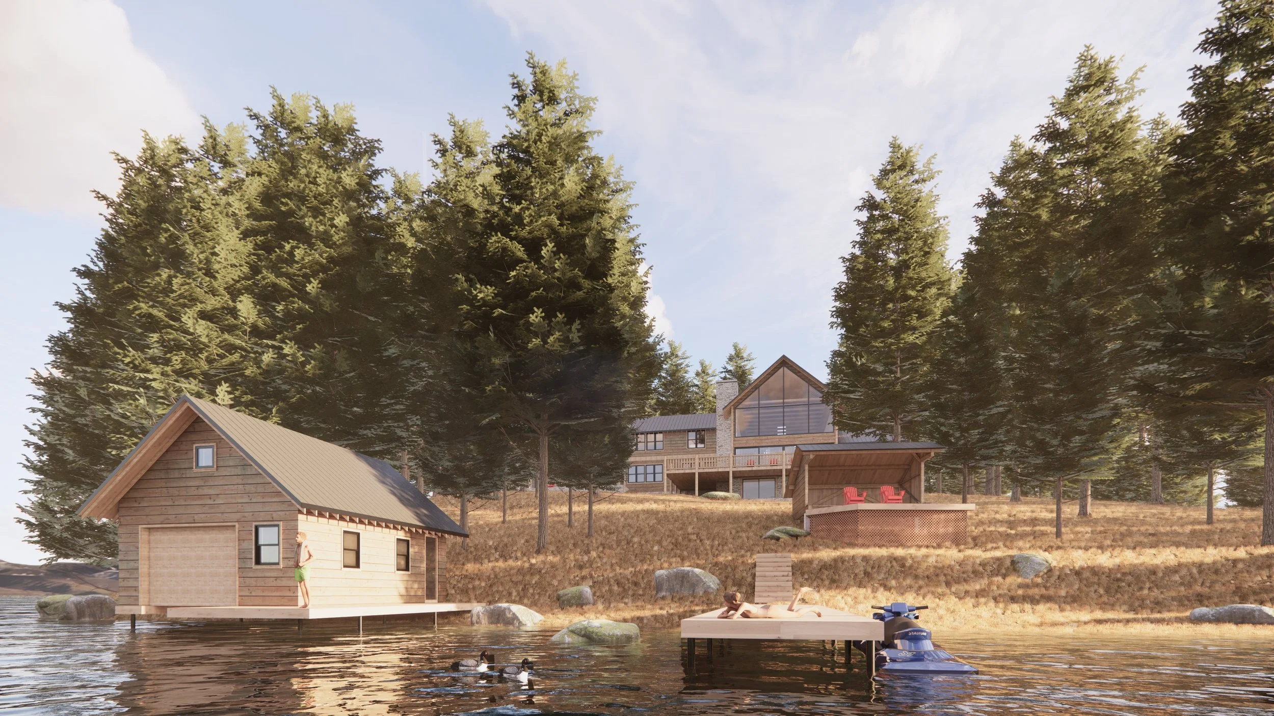 Modern Lakefront Residence and Artist studio located on a large private ...