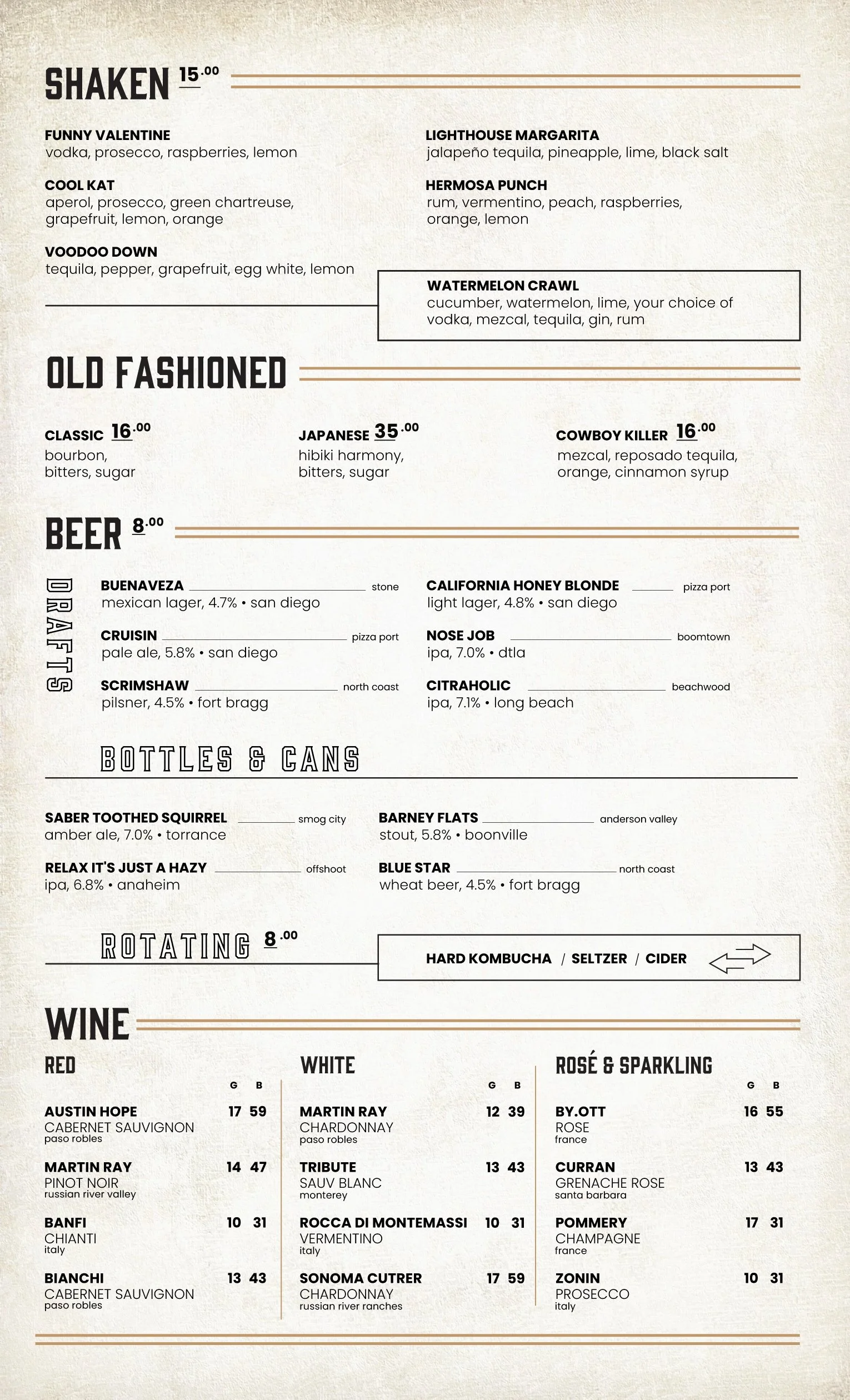 Menu — The Lighthouse Cafe