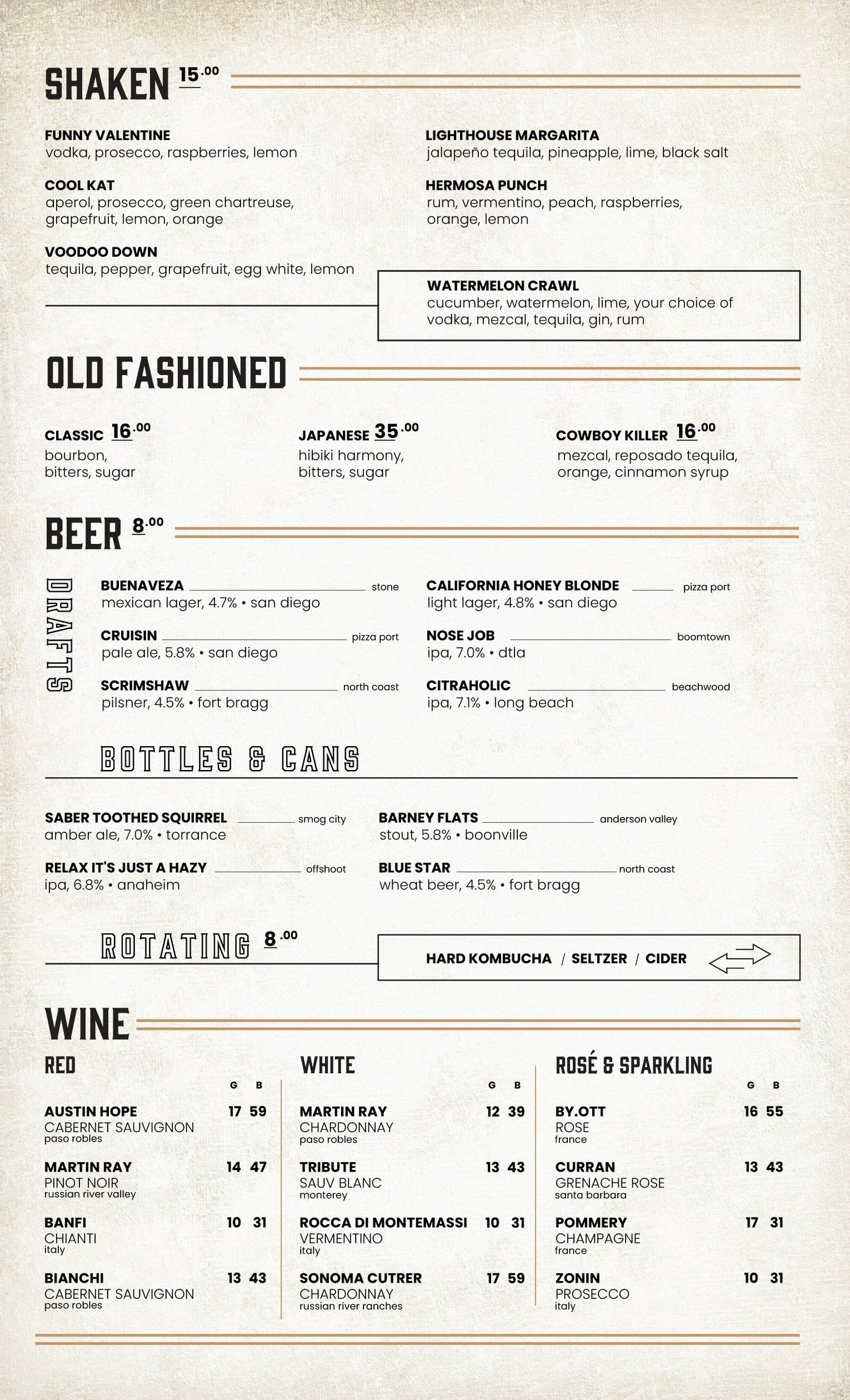 Menu — The Lighthouse Cafe