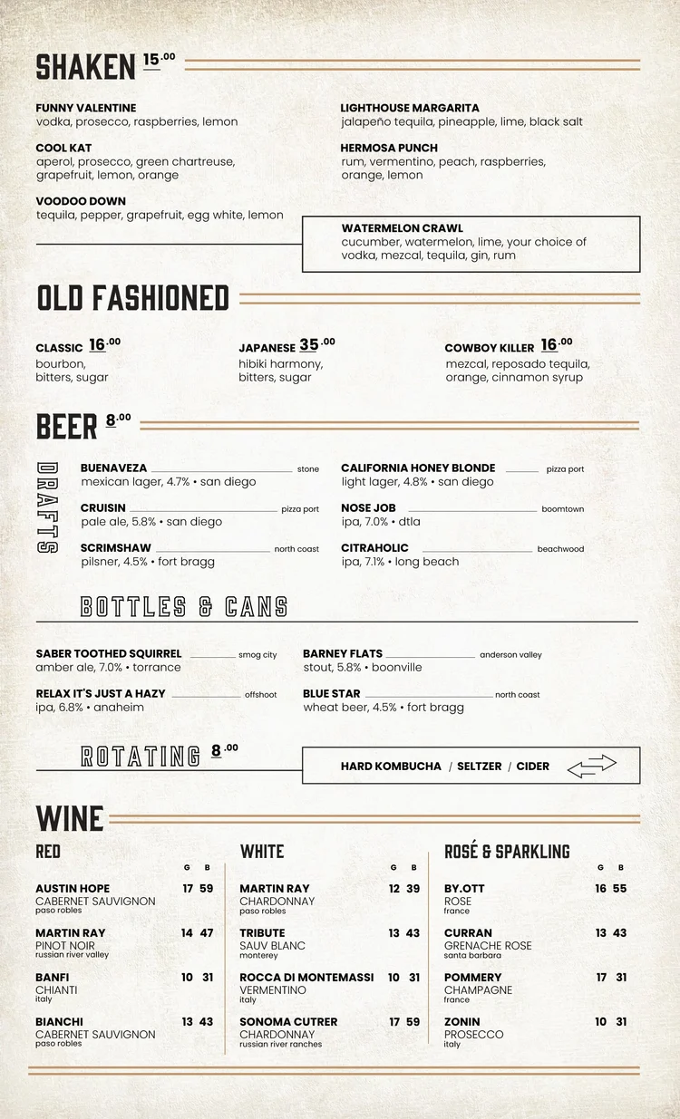 Menu — The Lighthouse Cafe