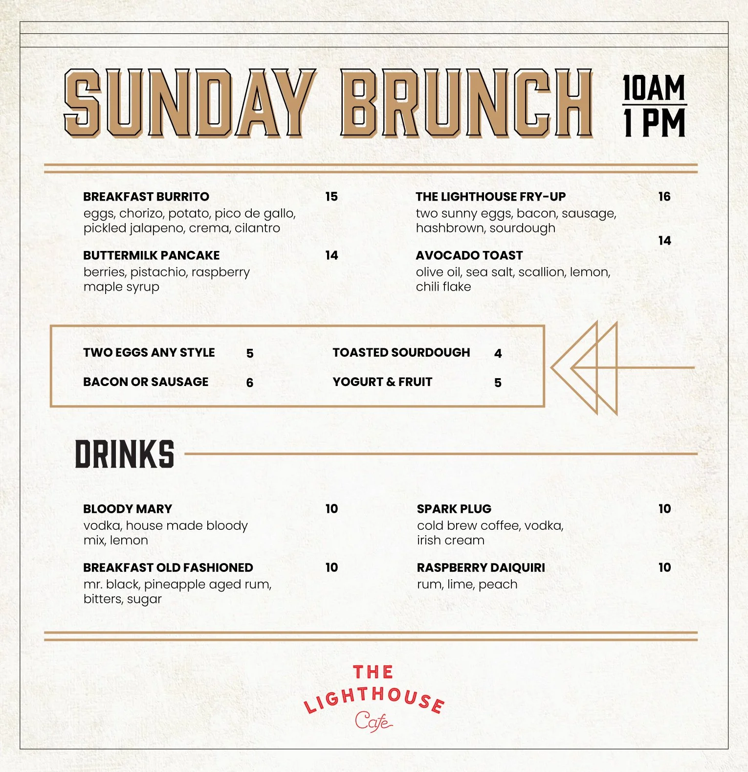 Menu — The Lighthouse Cafe