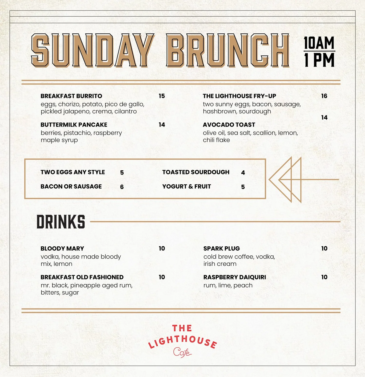 Menu — The Lighthouse Cafe