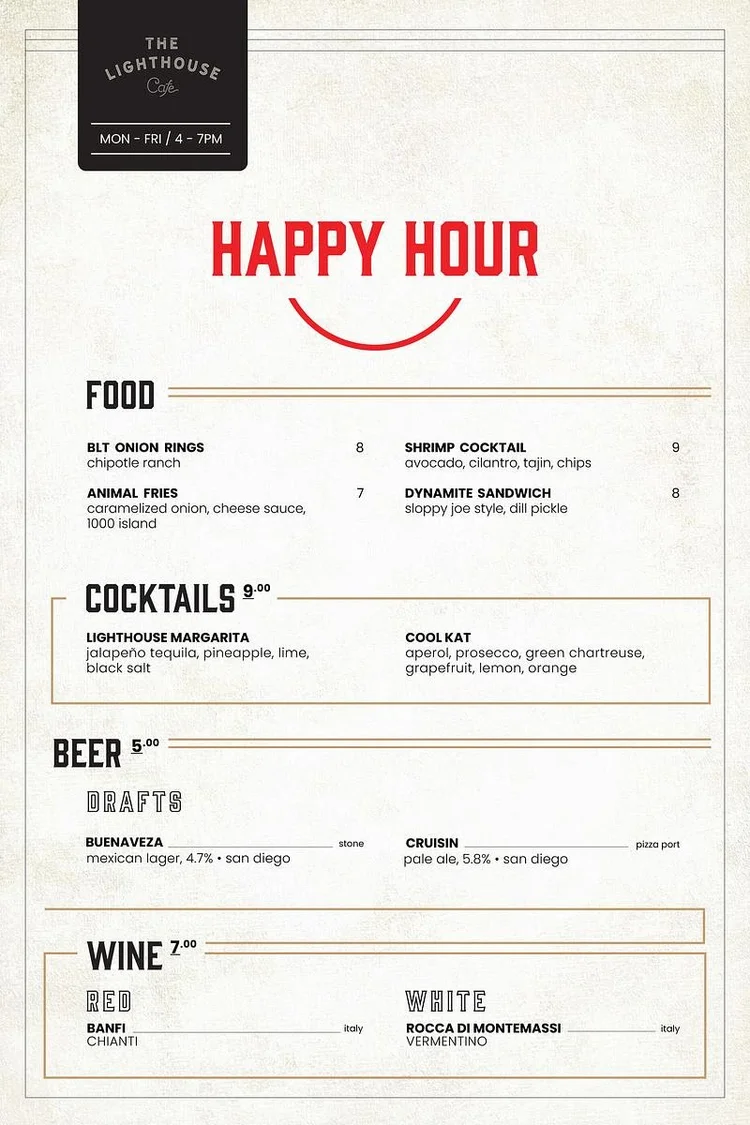 Menu — The Lighthouse Cafe