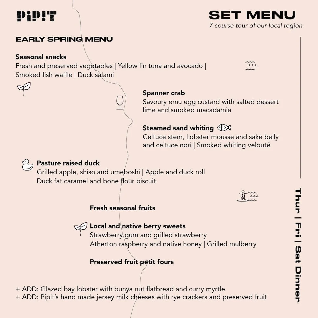 Our Menu — Pipit Restaurant