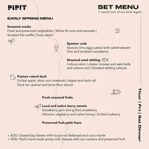 Our Menu — Pipit Restaurant